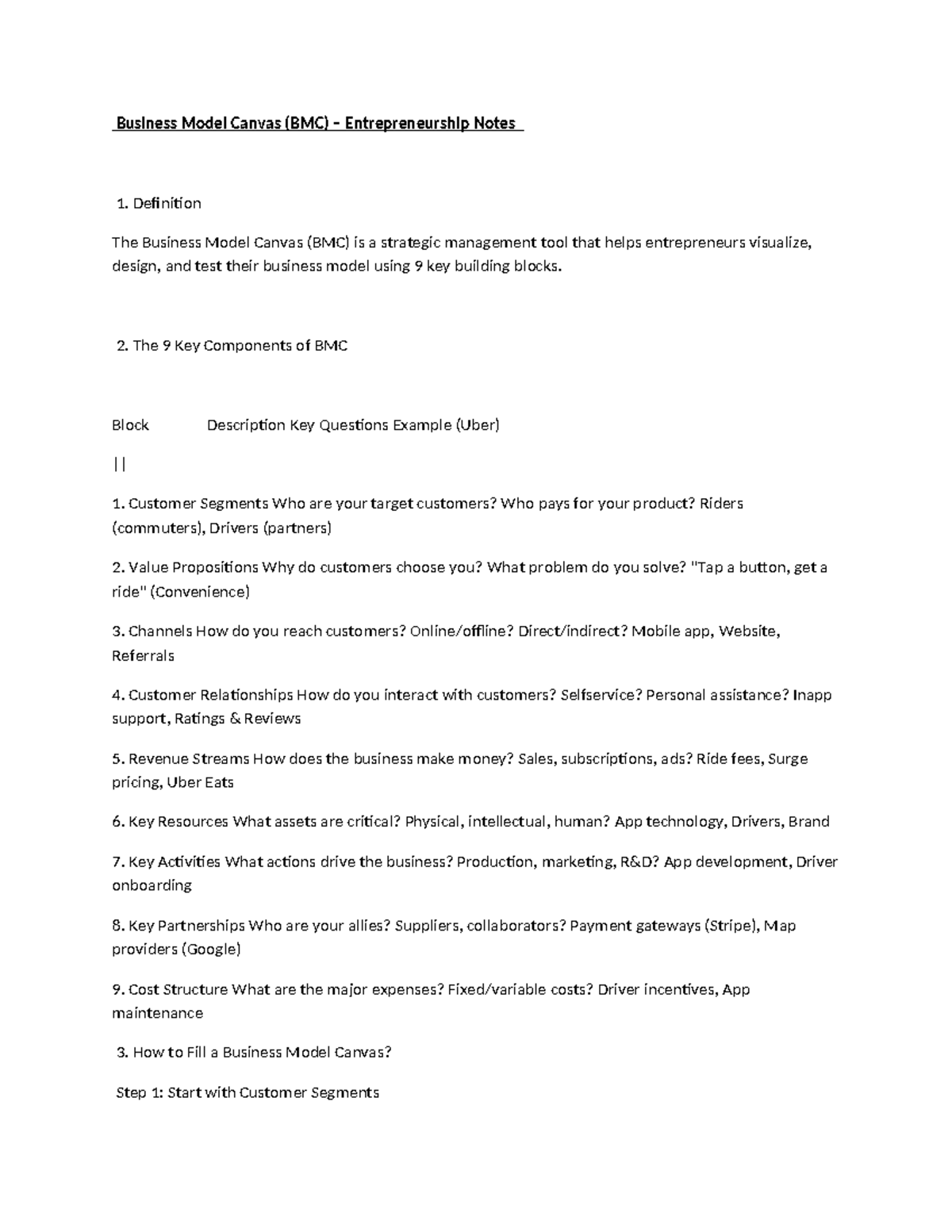 BMC Entrepreneurship Notes: Understanding the Business Model Canvas ...