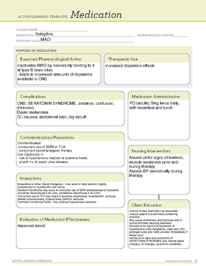 Sertraline (Zoloft) Medication ATI Template - ACTIVE LEARNING TEMPLATES ...