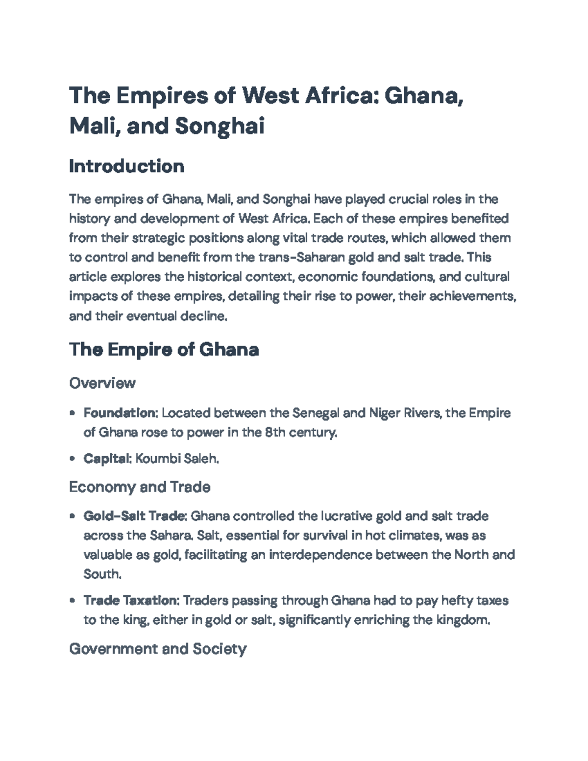 The Empires of West Africa: Ghana, Mali, and Songhai Overview & Impact ...