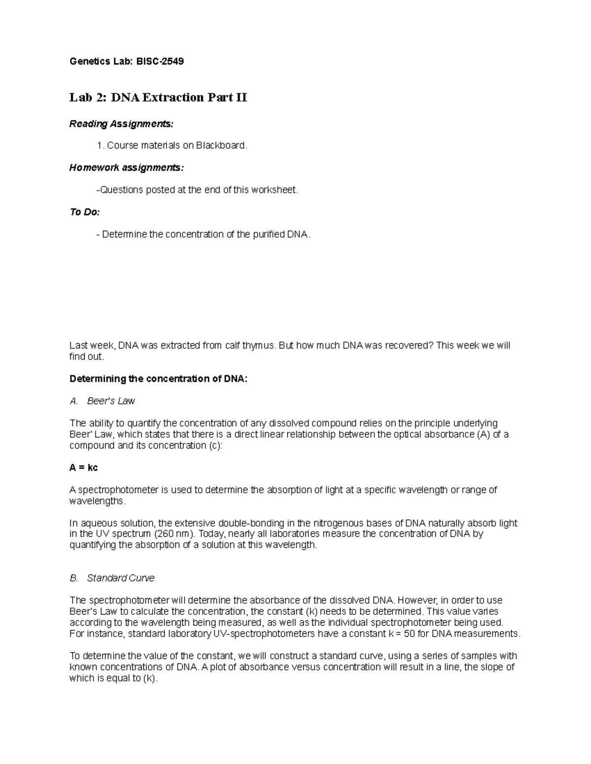 Lab 2 Worksheet Student Version Genetics Lab Bisc Lab 2 Dna