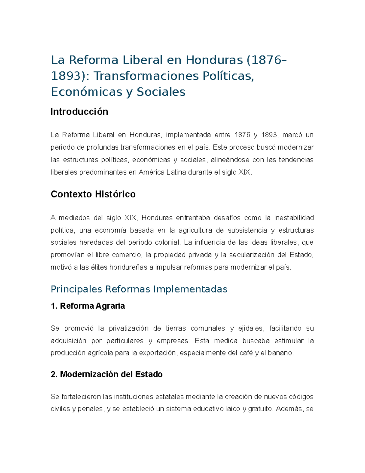 La Reforma Liberal en Honduras (1876-1893): Cambios Políticos y ...