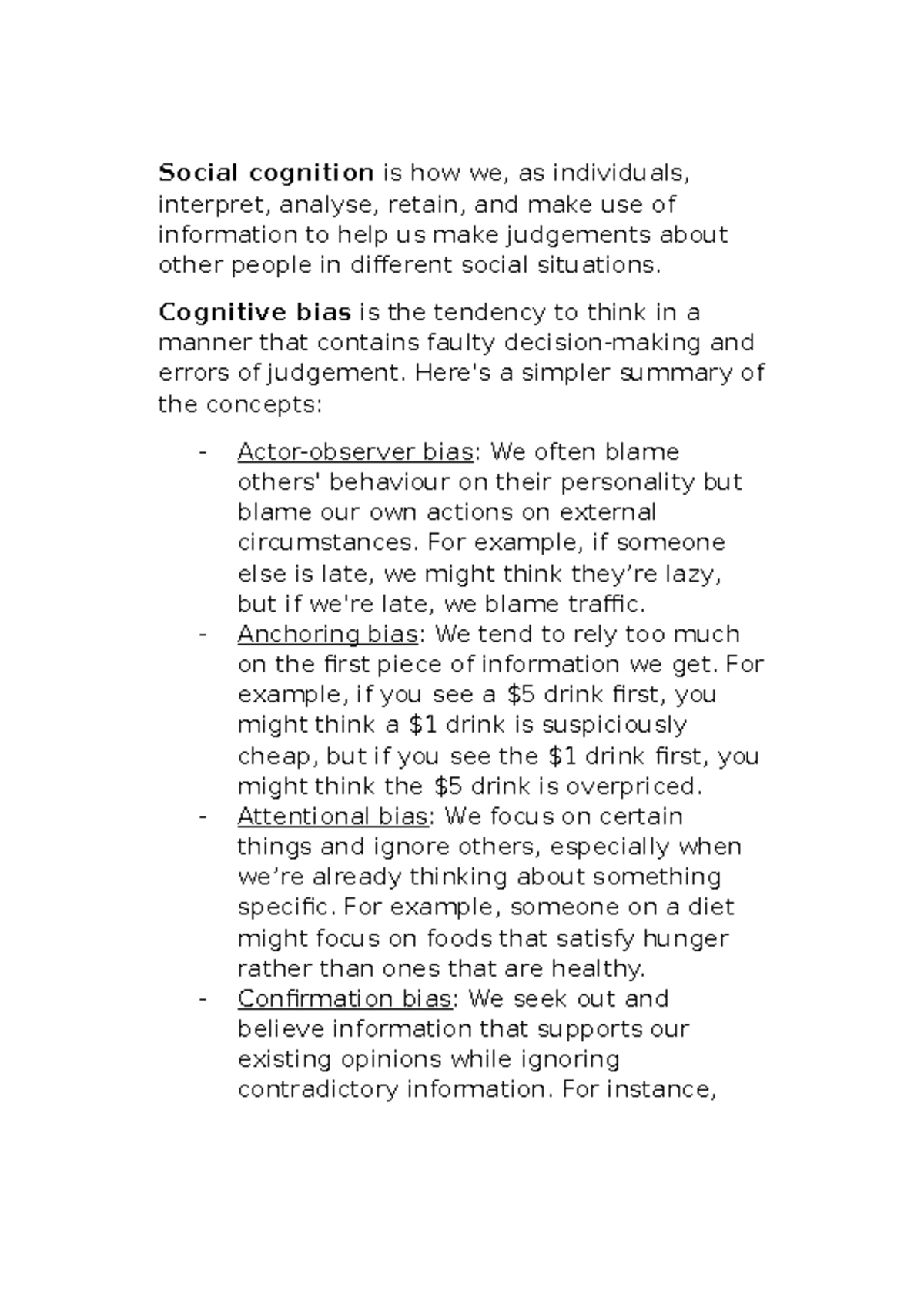 Social Cognition SAC Revision: Understanding Bias and Prejudice - Studocu