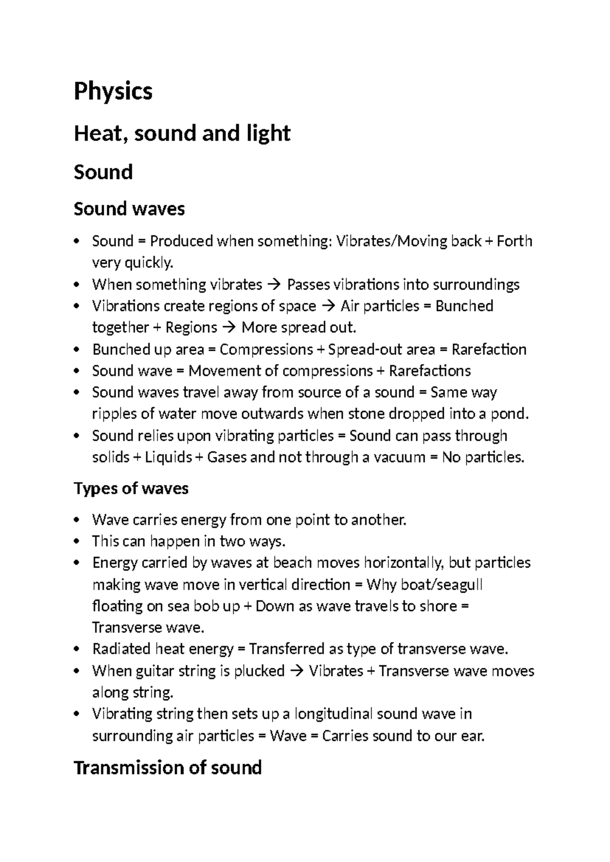 Physics Part A: Understanding Heat, Sound, and Light Concepts - Studocu