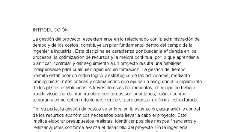 Introducción y Conclusión de Gestión de Proyectos ADP - Studocu