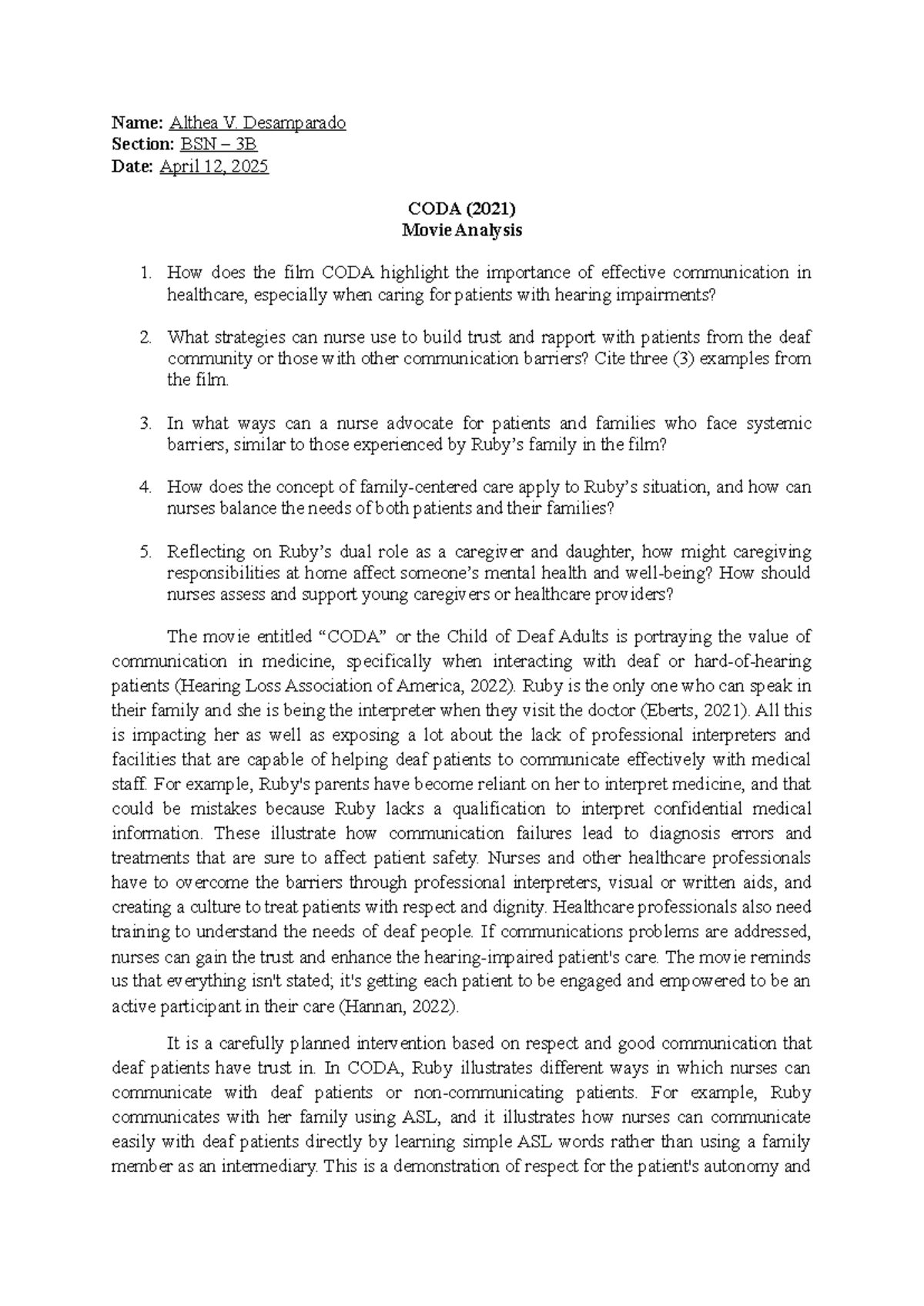 CODA (2021) Movie Analysis: Communication in Healthcare for Deaf ...