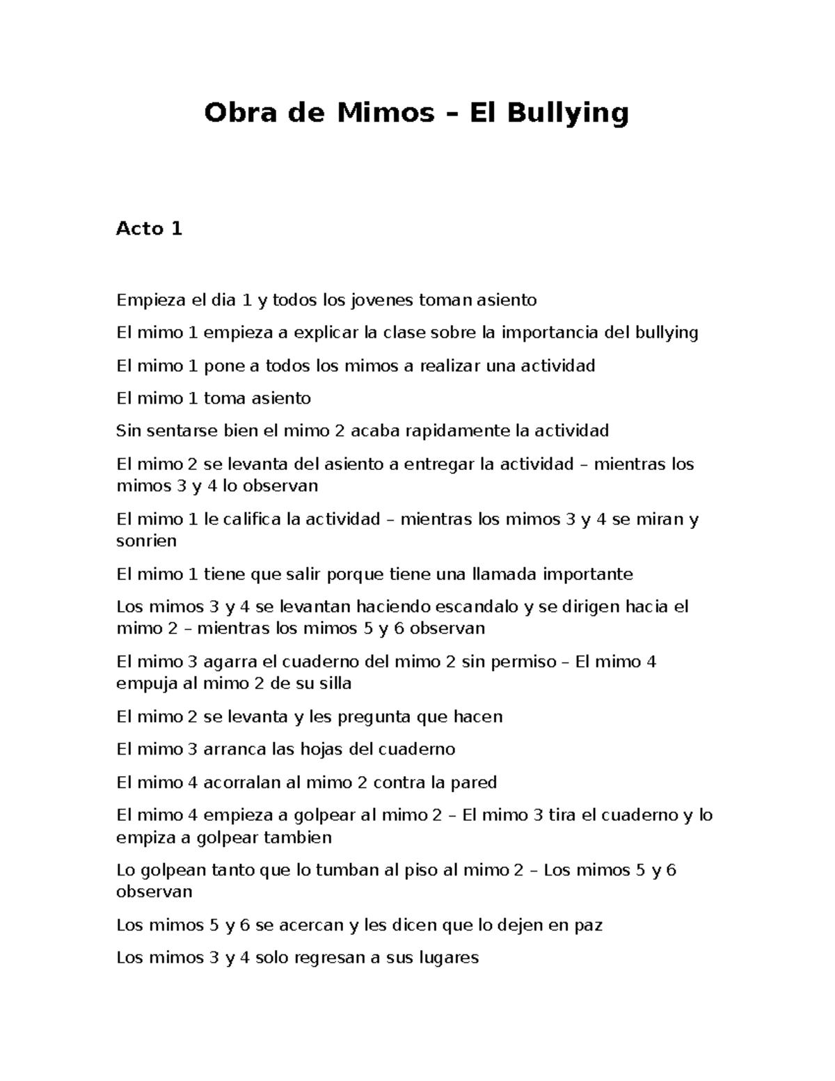 Ejemplo De Guion Teatral Para Nios De Primaria School Notes Acting