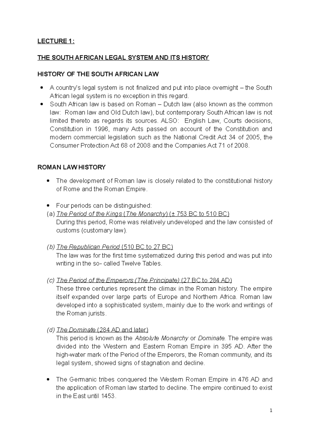 Lecture 1 commercial law - ACL 111E - UFH - Studocu
