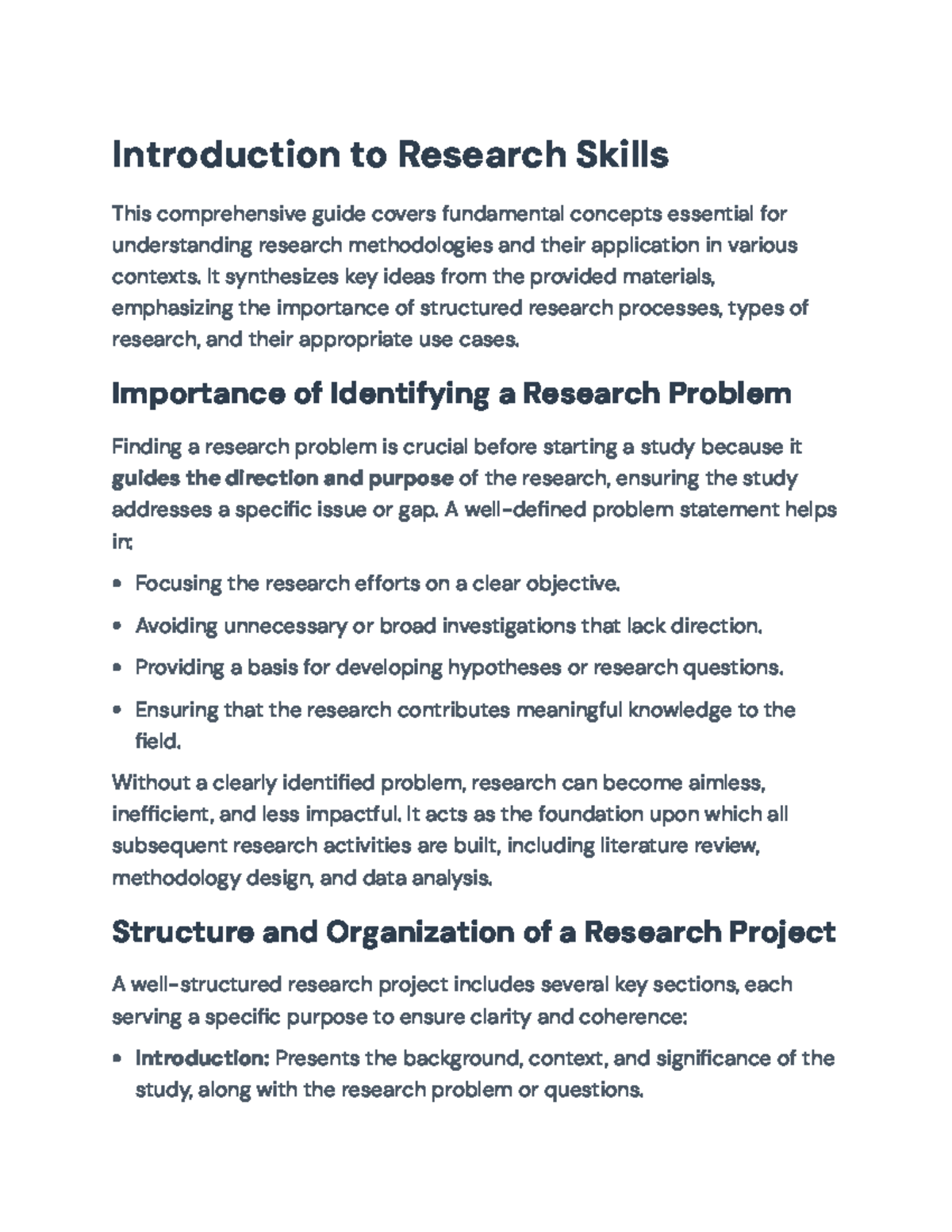 Research Skills: Understanding Methodologies & Project Structure - Studocu