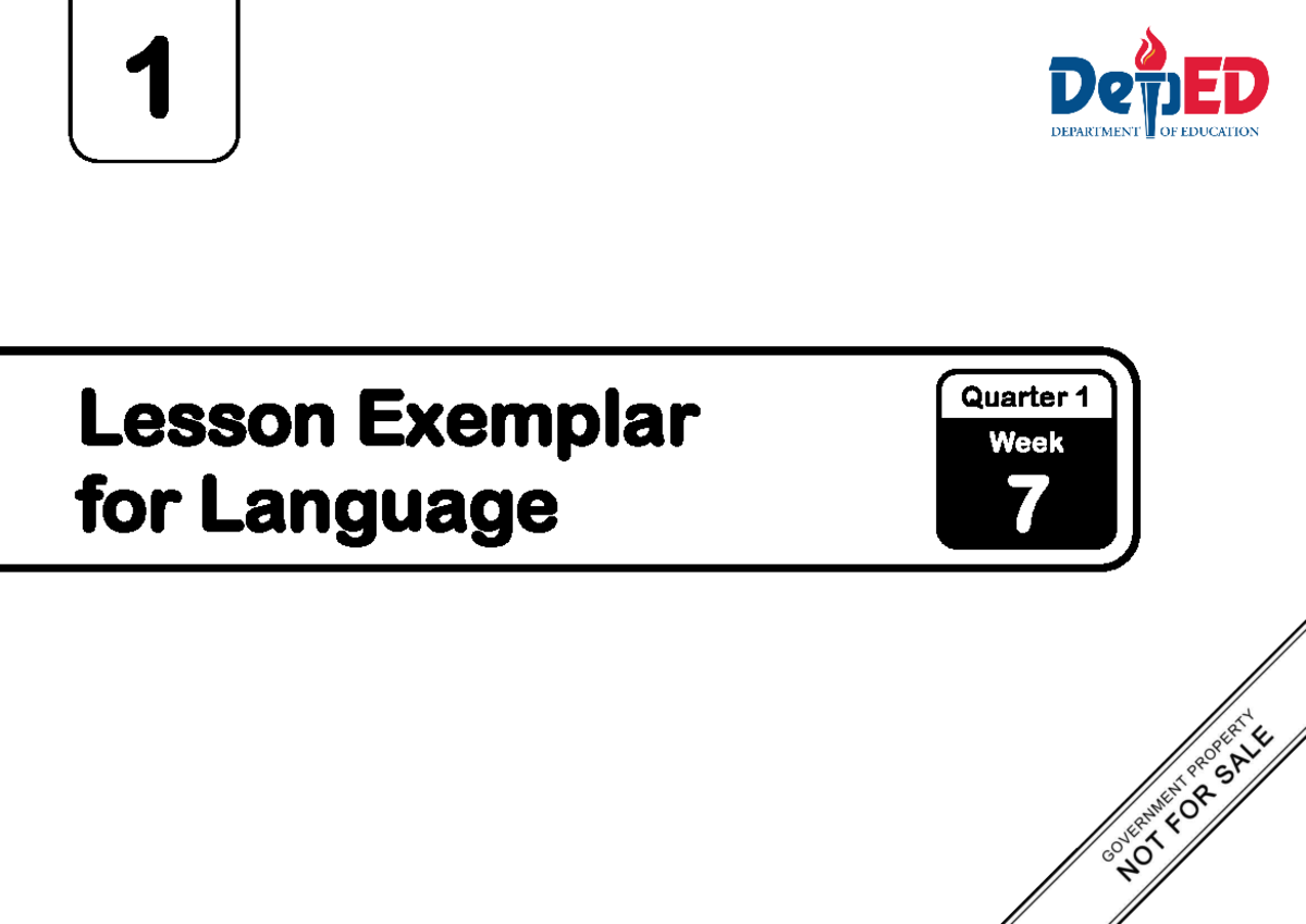Lesson Exemplar for Language Grade 1 Q1 Week 7 Activities - Studocu