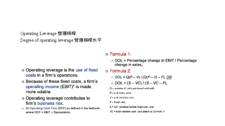 Operating Leverage Analysis 營運槓桿: Understanding DOL Formula - Studocu