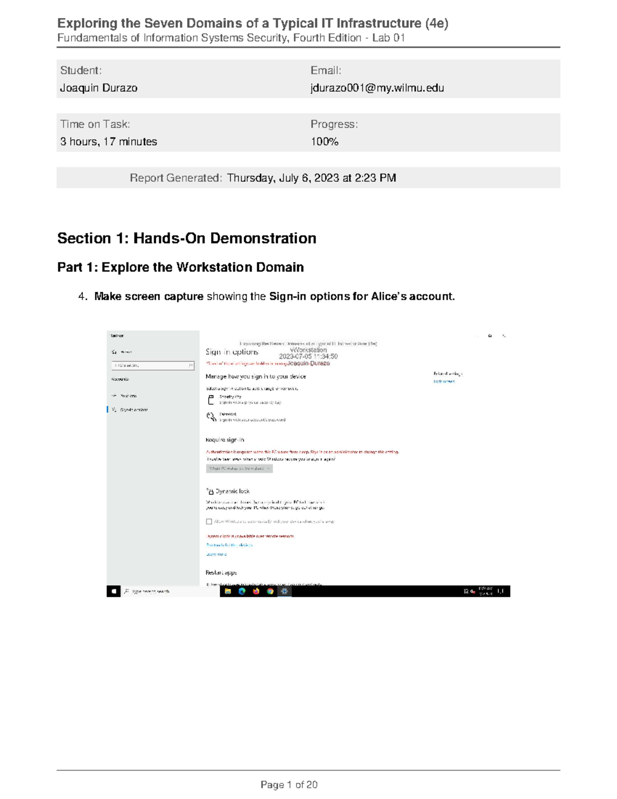 Lab 01 - Hands-On Demonstration of Info Systems Security - Studocu