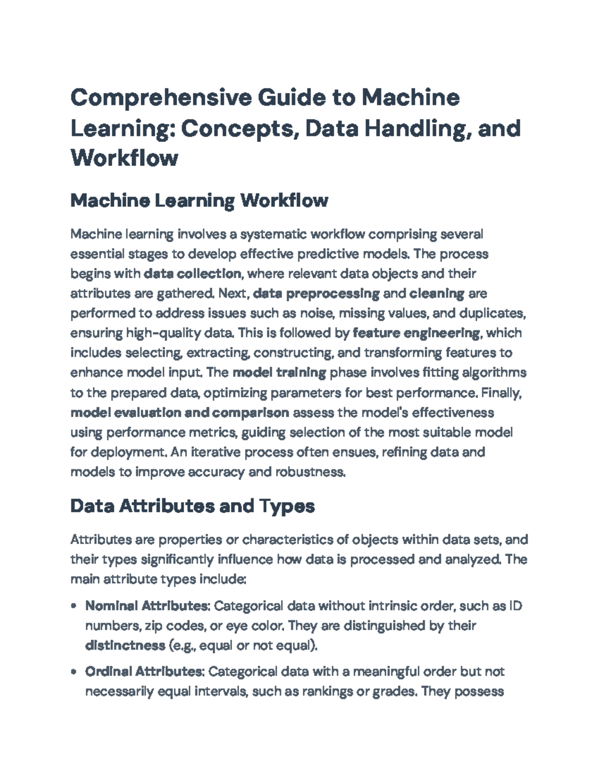 Comprehensive Guide to ML Workflow & Data Handling Techniques - Studocu