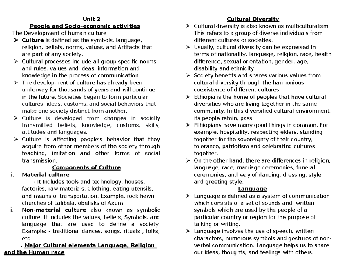 Grade 8 Social Studies Unit 2: Key Concepts & Socioeconomic Activities ...