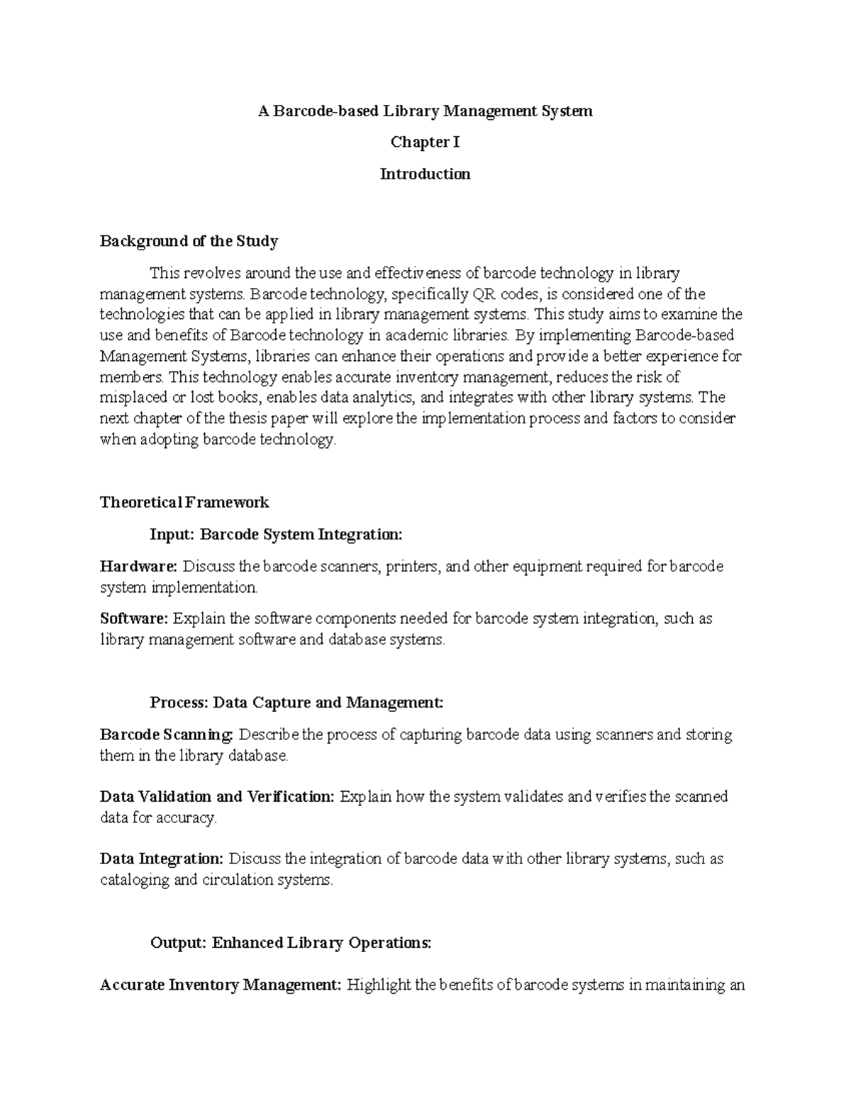 Barcode-based Library Management System: Insights & Analysis - Ch 1 - Studocu