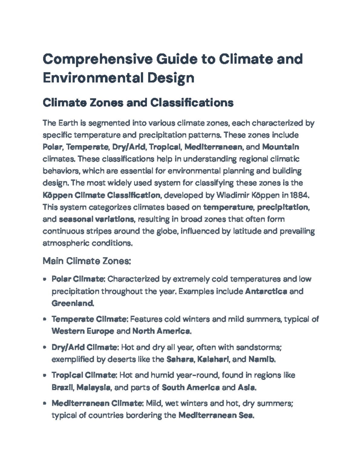 Comprehensive Guide to Climate Zones & Environmental Design (ENV 101 ...