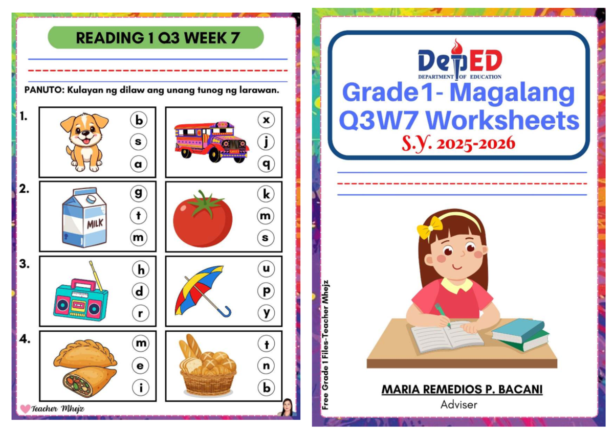 Grade 1 Q3 WEEK 7 Worksheets & Activities - Teacher Mhejz - Studocu