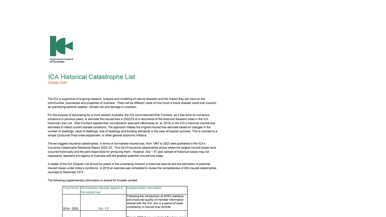 ICA Historical Catastrophe List - Normalised Data Update October 2025 ...