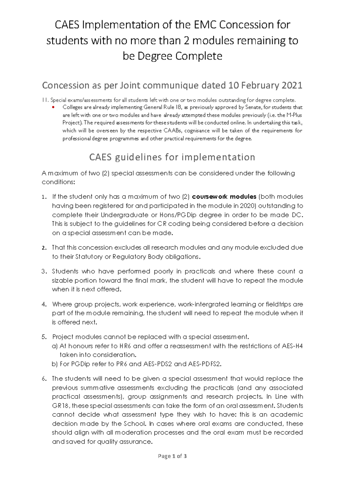 Special assessments notice 12 Feb 2021 - Page 1 of 3 CAES ...