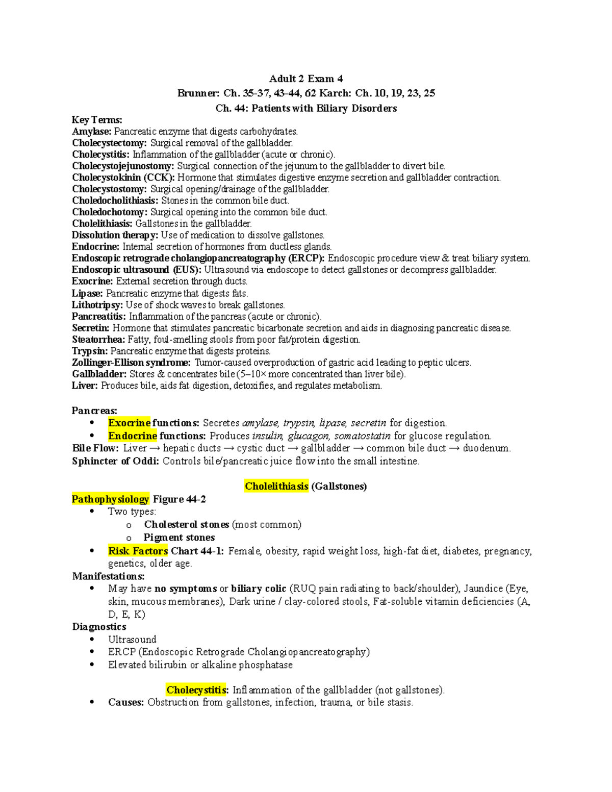 Adult 2 Exam 4 Study Notes: Biliary Disorders & Musculoskeletal System ...