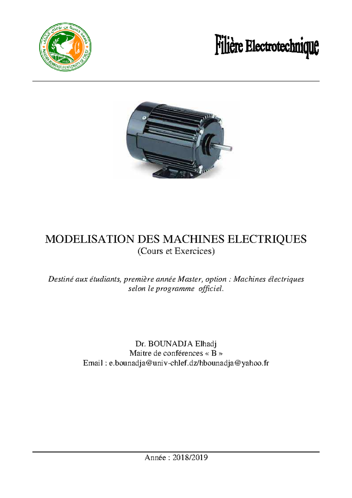 Cours de Modélisation des Machines Électriques - MCC MAS MS - Studocu