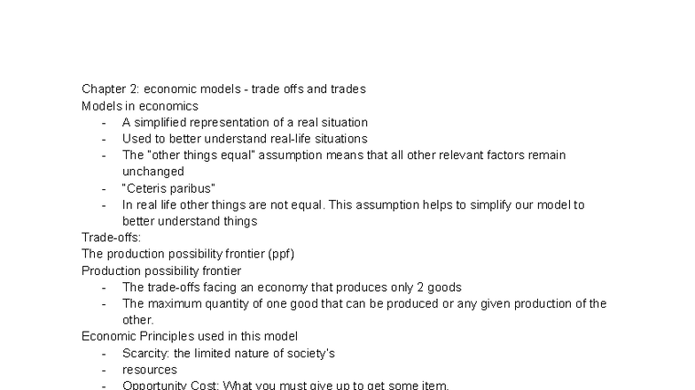ECN104 - Chapter 2: Economic Models, Trade-offs, and Supply-Demand ...