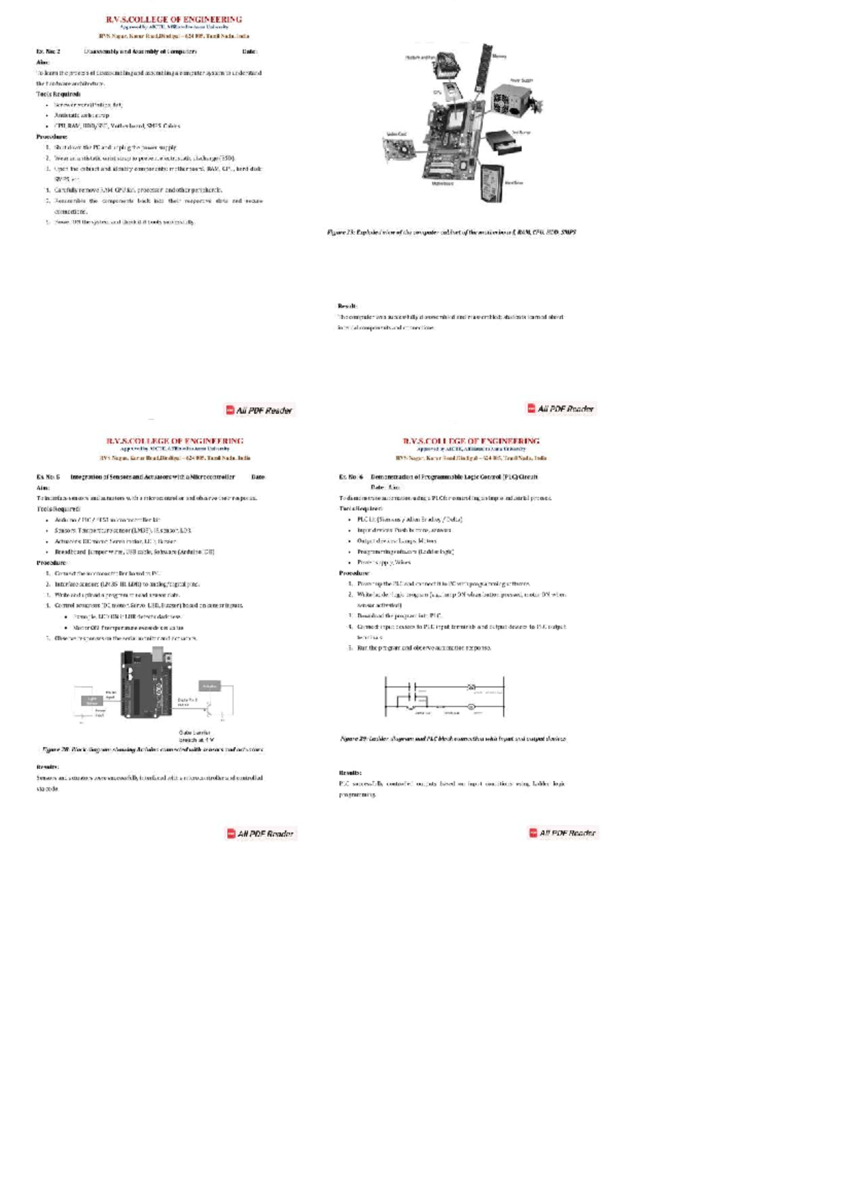 RVS College of Engineering: Ex. No. 2 - Computer Assembly & Disassembly ...