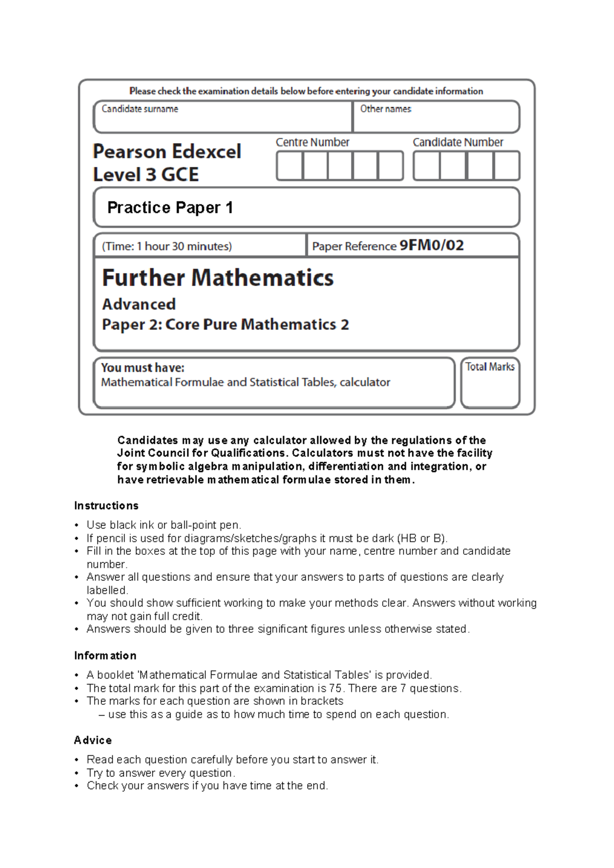 10. Active L Core Pure 2 - Practice Paper - Candidates may use any ...