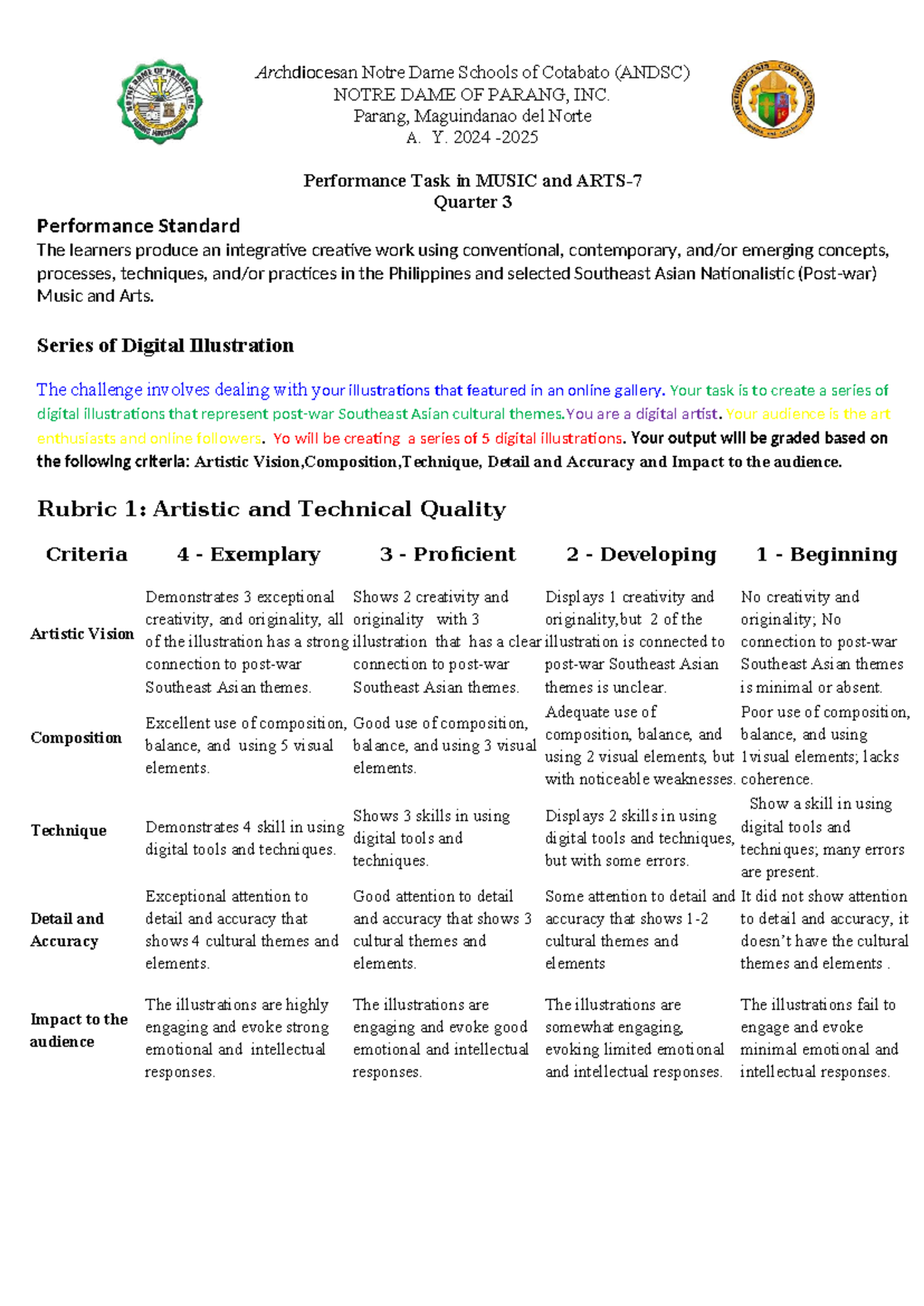 Q3 Performance Task in MUSIC: Digital Illustrations on Southeast Asian ...