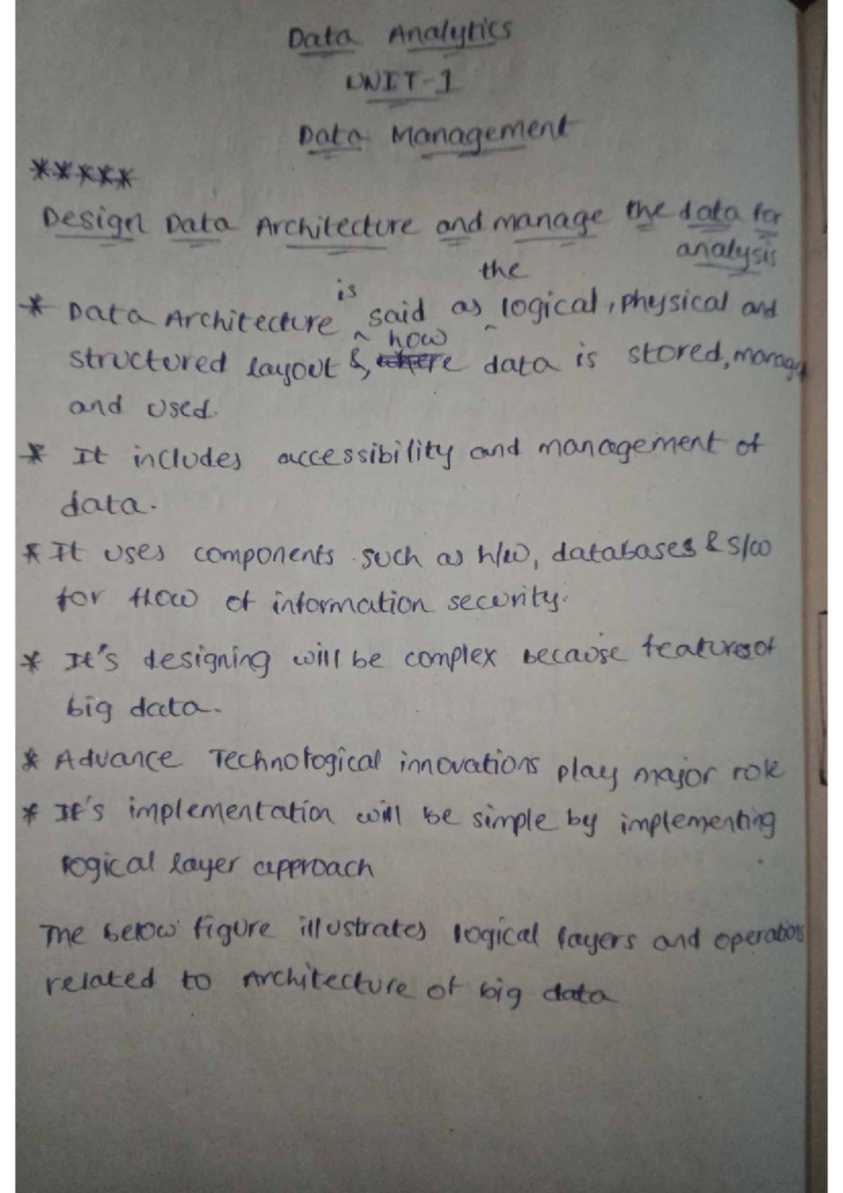 DA UNIT 1: Data Management and Architecture Overview - Studocu
