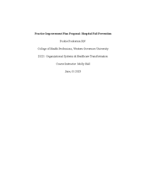WGU D221 revised - D221 - NGM2 — NGM2 TASK 1: PRACTICE IMPROVEMENT PLAN ...