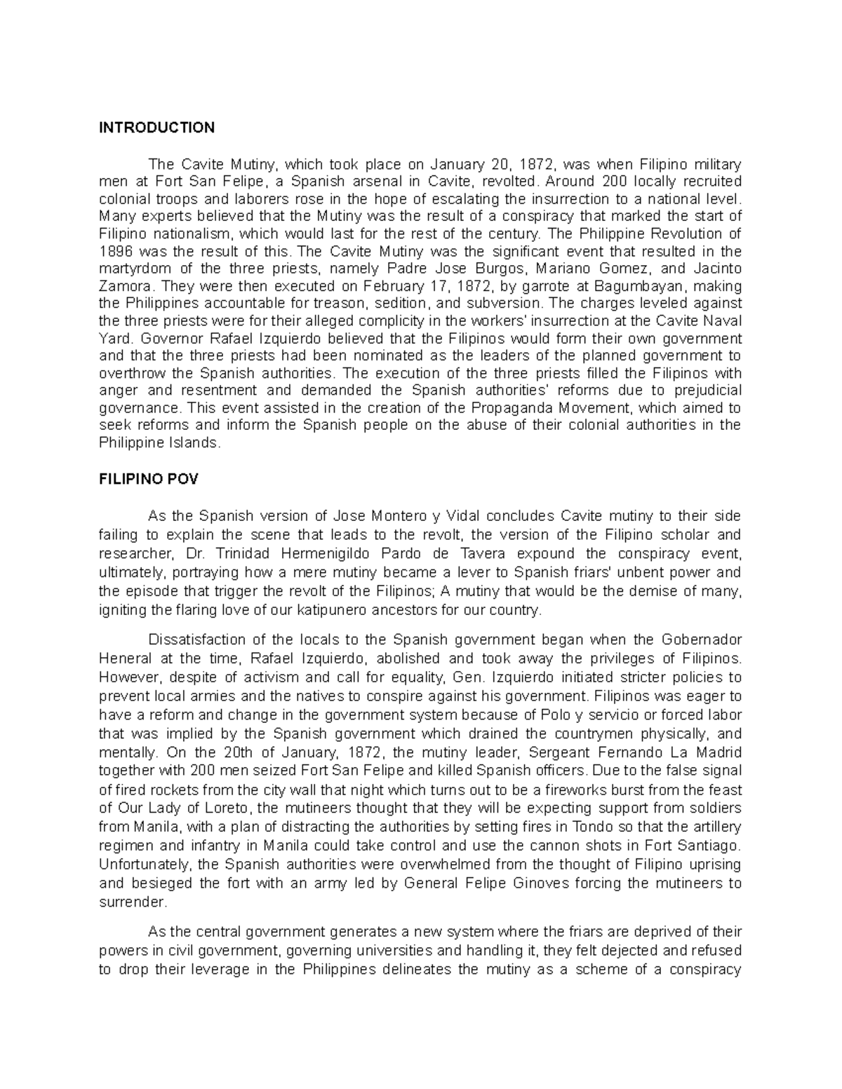 The Cavite Mutiny - random - INTRODUCTION The Cavite Mutiny, which took ...