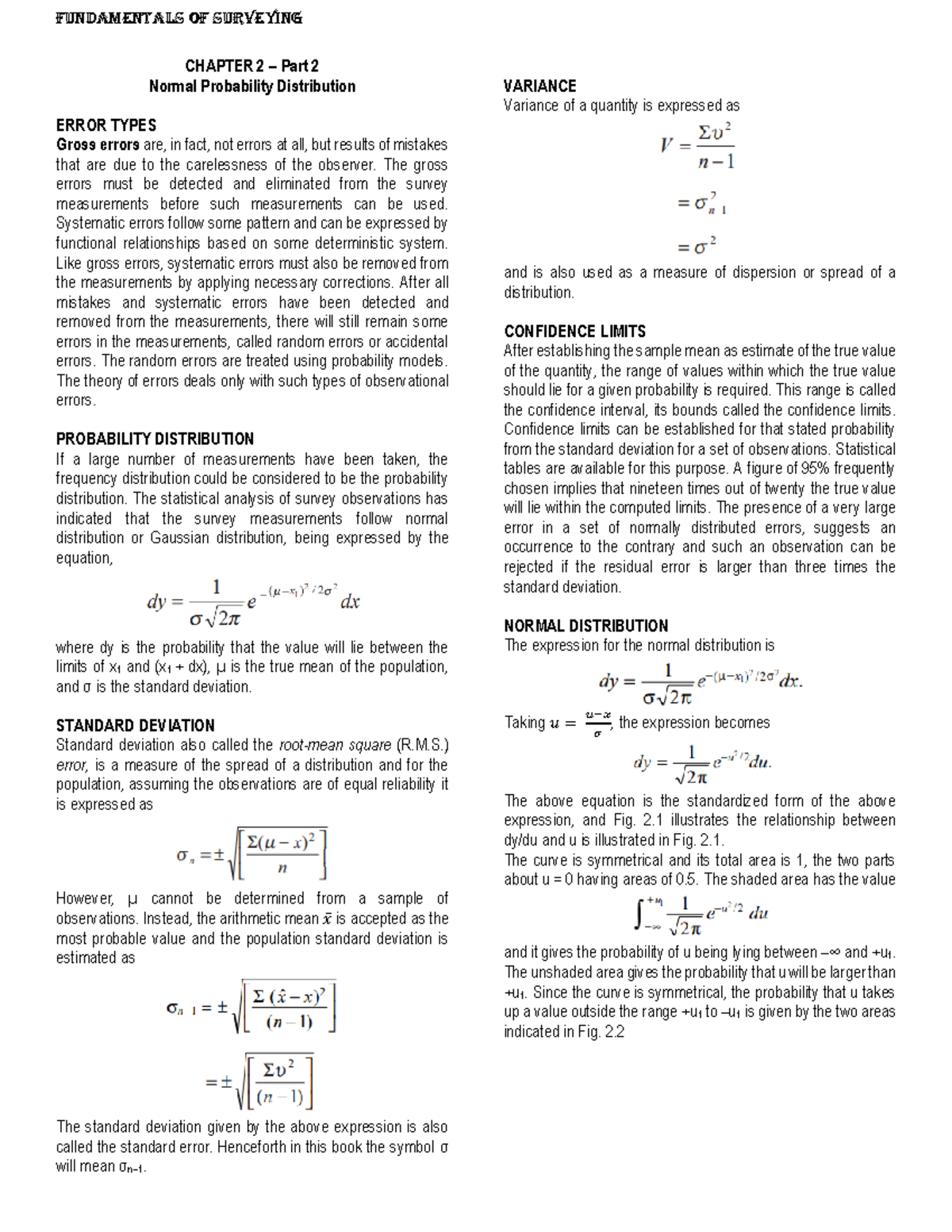 Chapter 2 Normal Distribution: Understanding Errors & Variance - Studocu