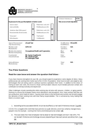 IOPS121 - NWU - Occupational Health And Safety - Studocu