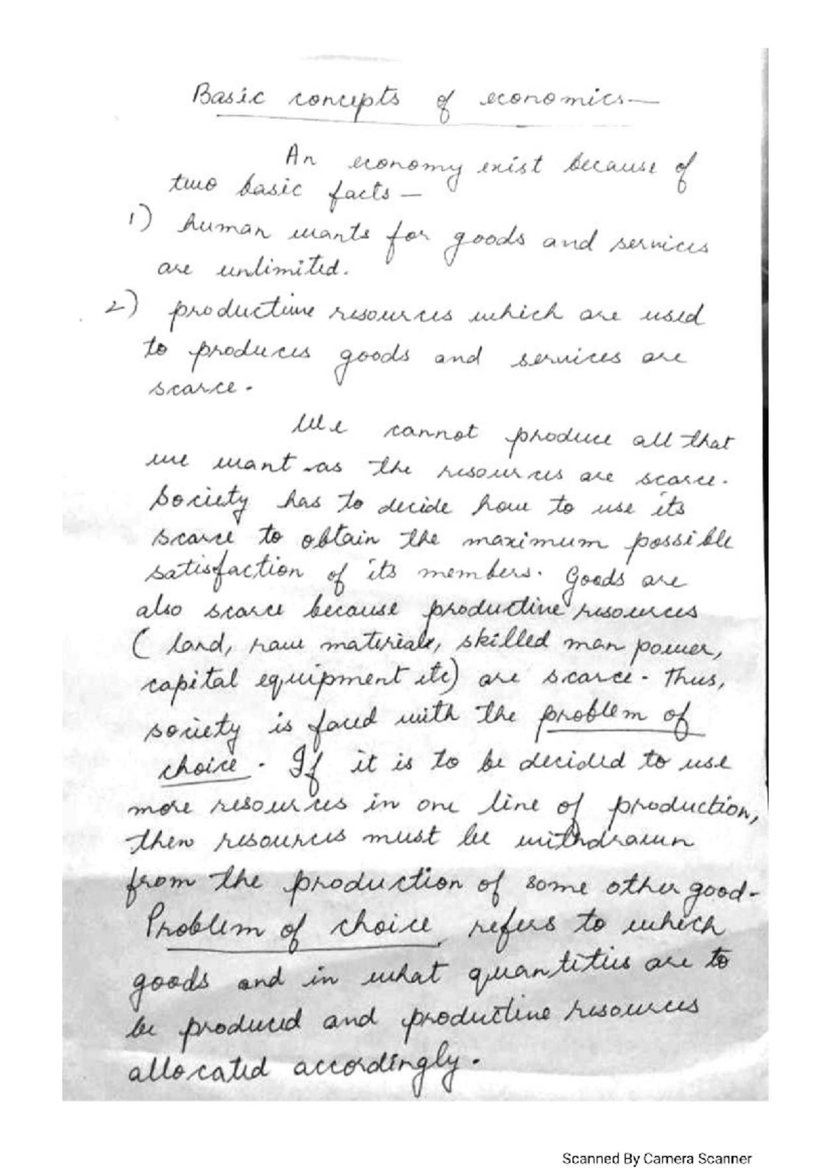 Basic Concepts of Economics: Scarcity, Choice, and Efficiency - Studocu