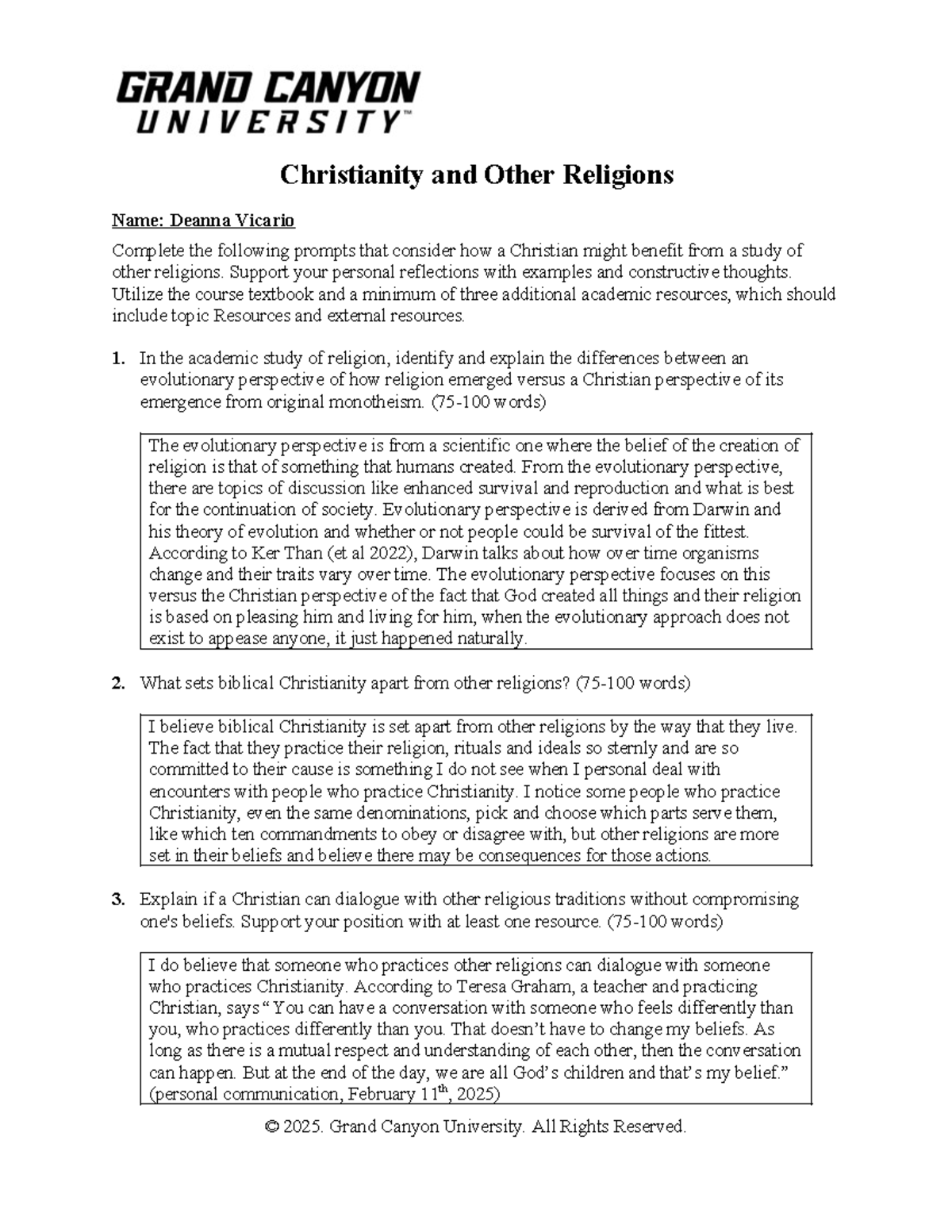 INT 244 RS T1 Reflection on Christianity and Its Interaction with Other ...