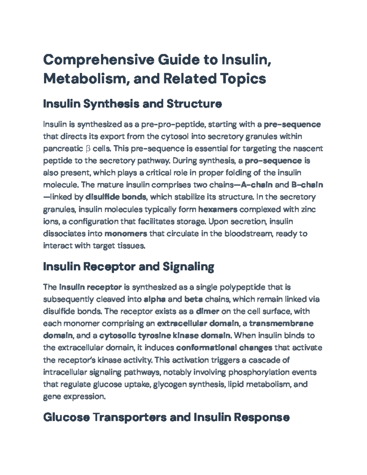 Comprehensive Overview of Metabolism: Insulin, Diabetes, and Nitrogen ...