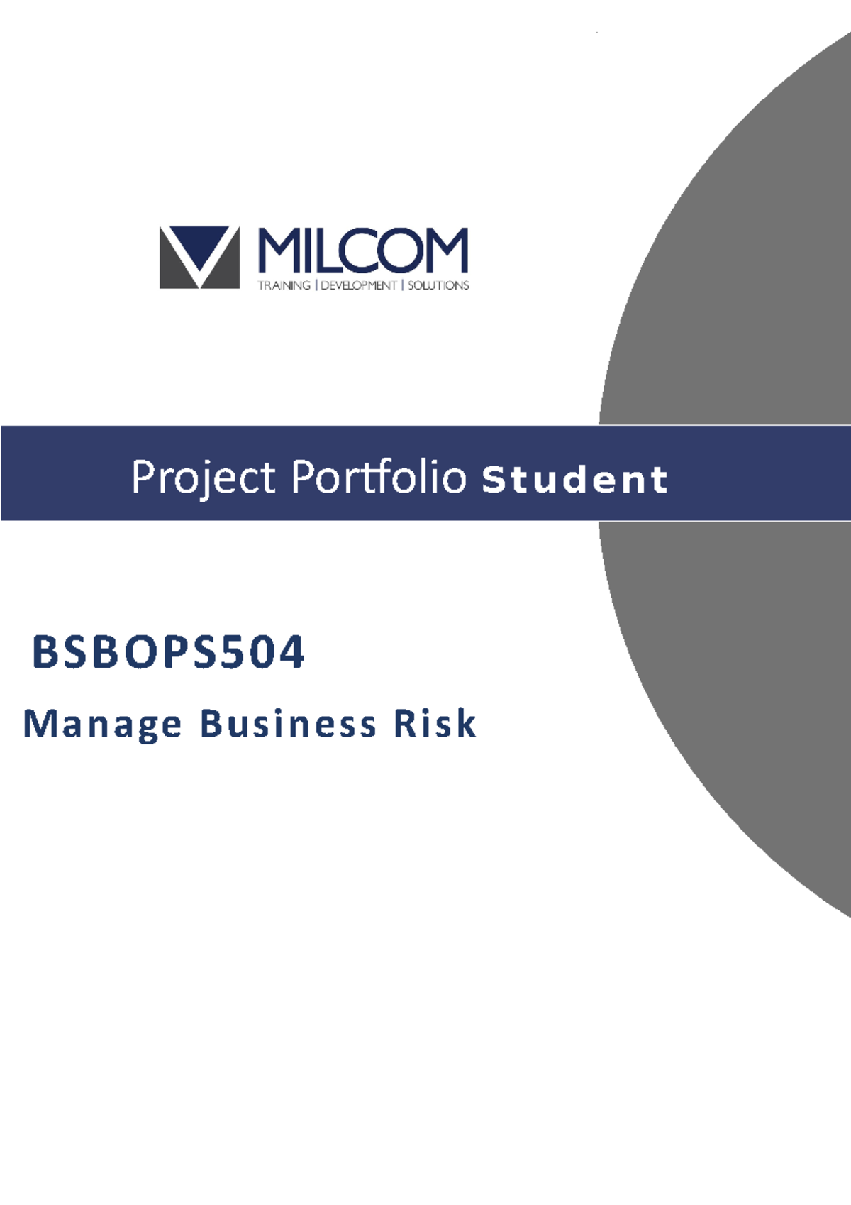 BSBOPS504 Project Portfolio: Business Risk Management Analysis - Studocu