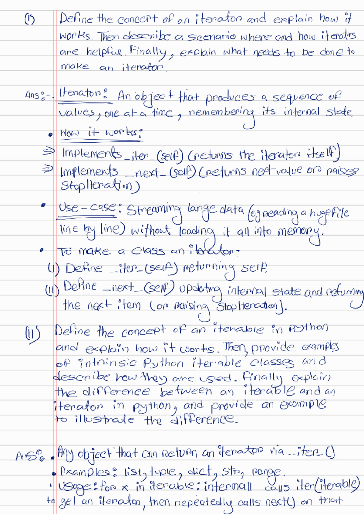 Iterators and Generators 250510 182447 - (1) Define the concept of an ...