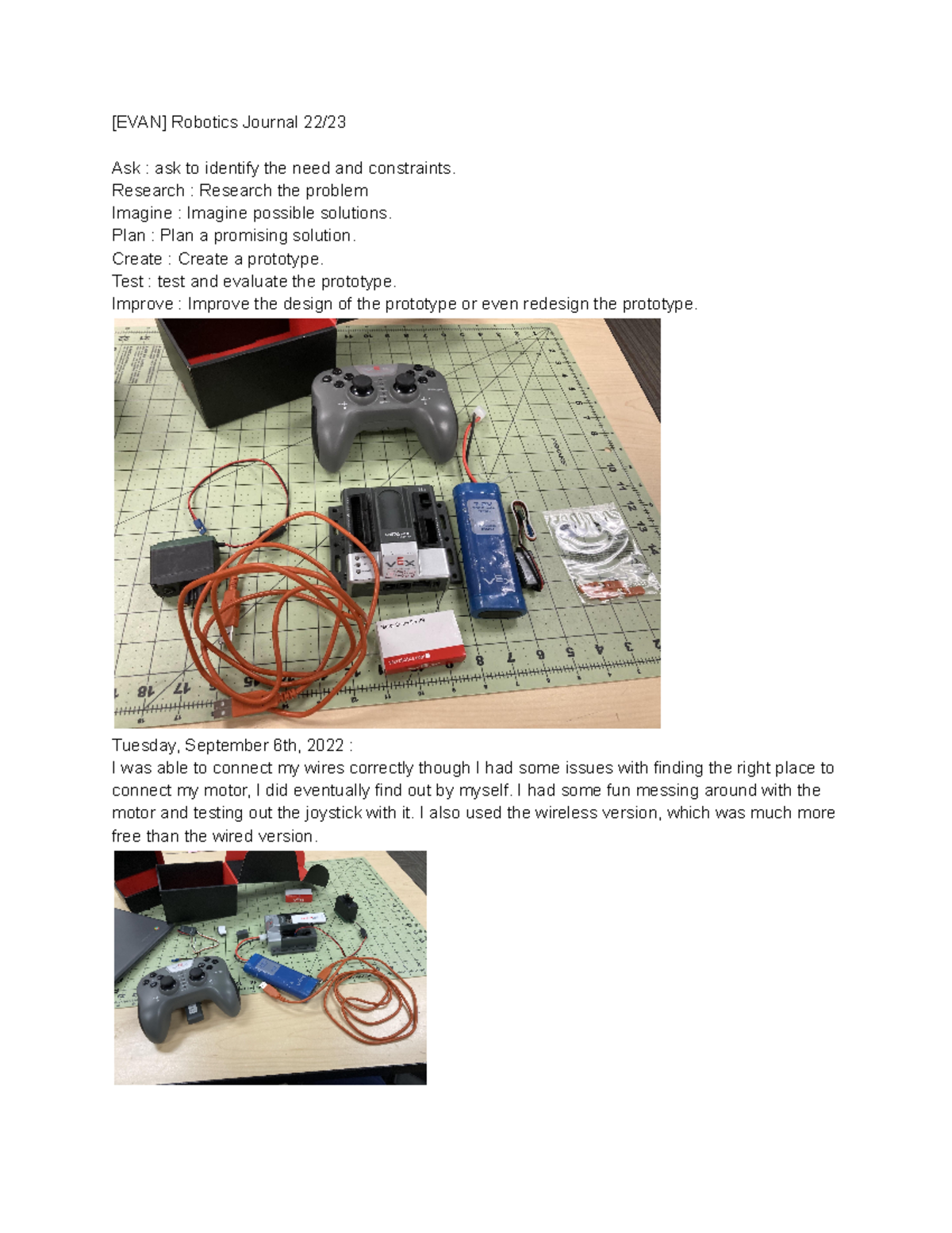 Robotics Journal - Project Updates and Design Improvements (EVAN) - Studocu