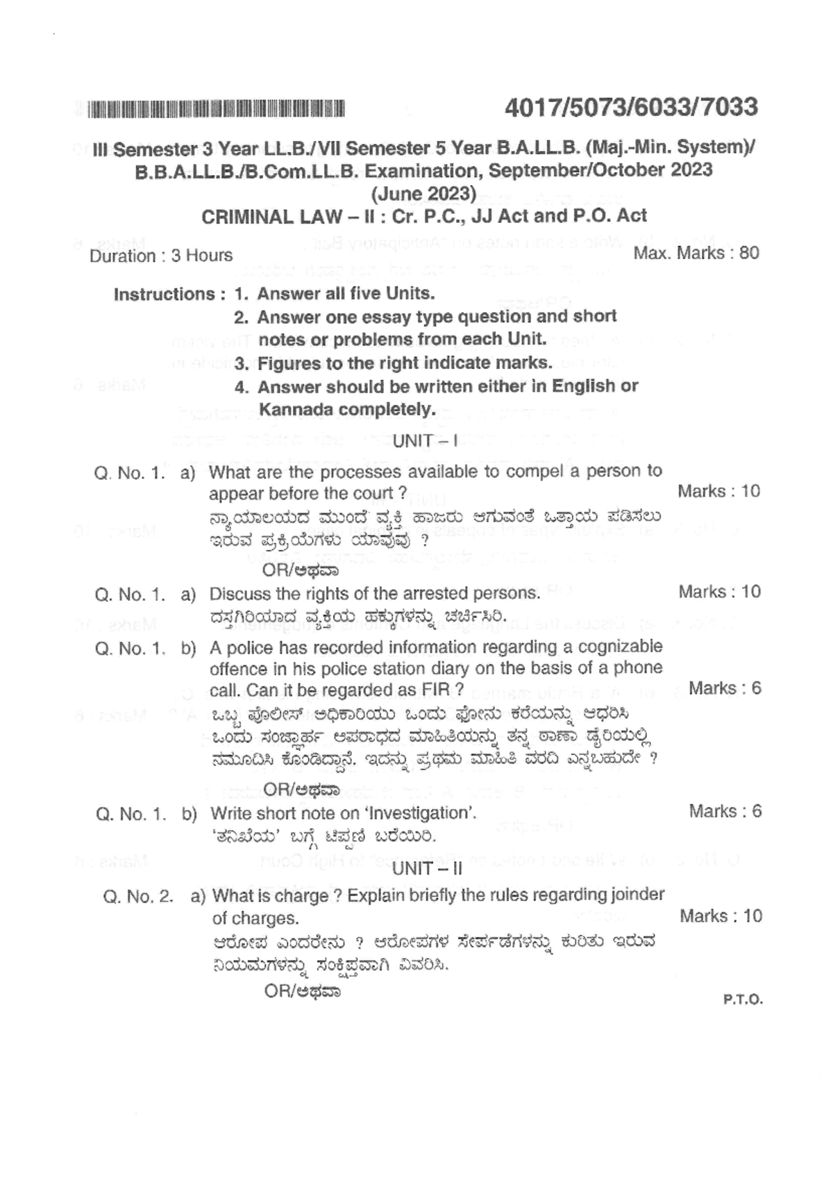 CRPC Combined - Question paper - Semester 3 Year Semester 5 Year B.A.LL ...