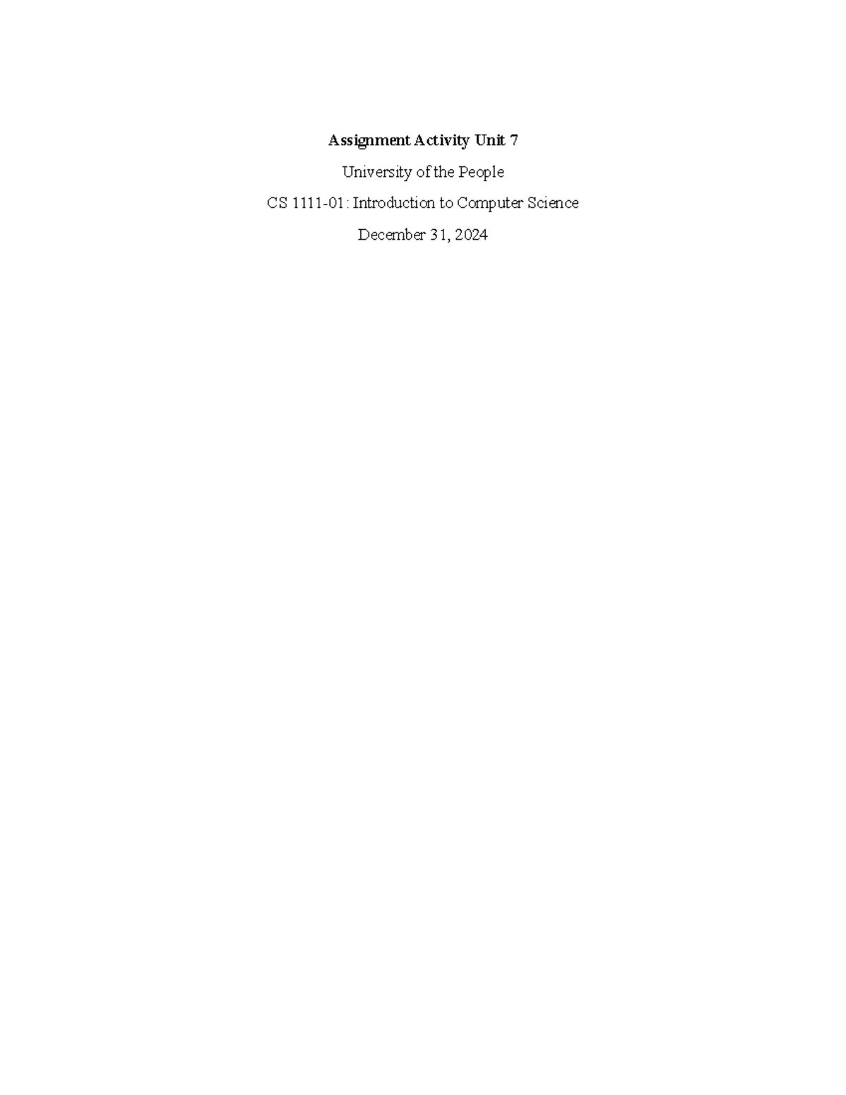 Assignment Activity Unit 7: Monthly Budget Calculation Algorithm for CS - Studocu