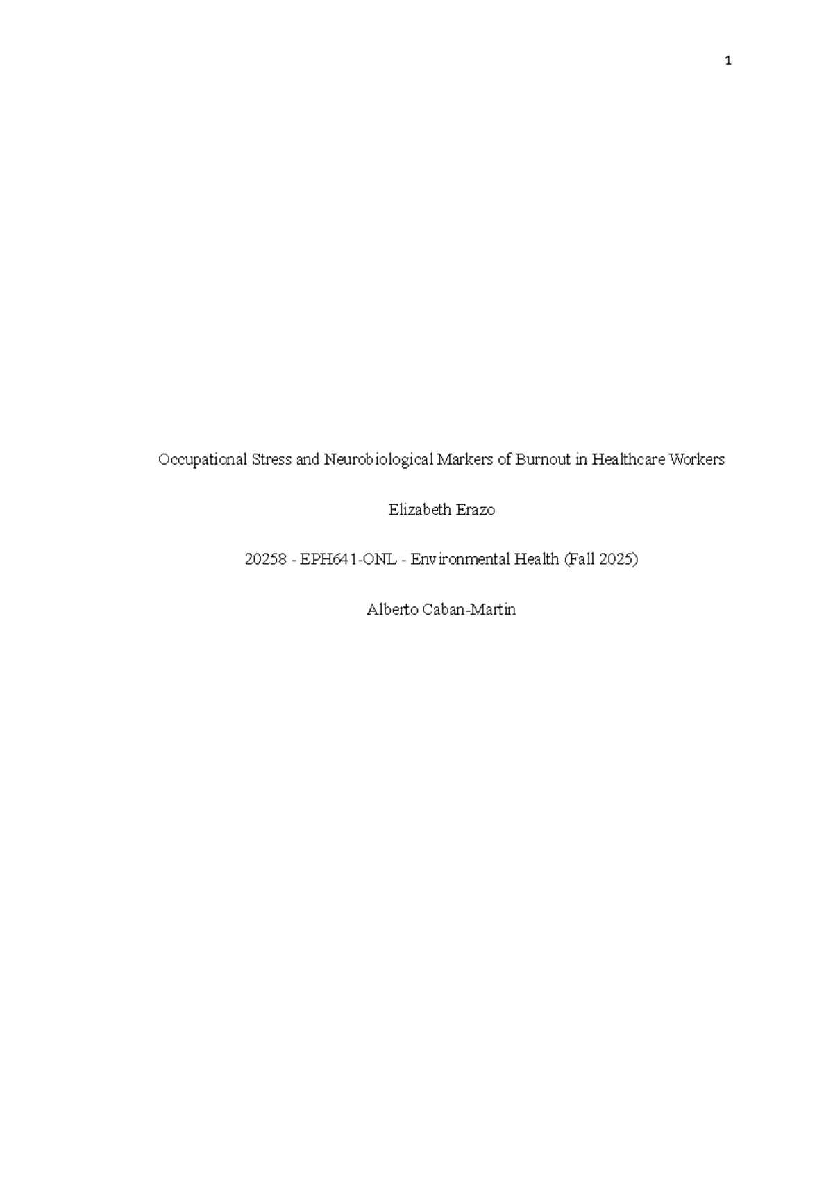 Occupational Stress & Neurobiological Burnout Markers in Healthcare ...
