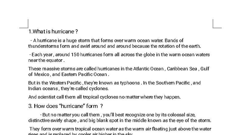 Hurricane Overview: Formation, Effects, and Characteristics - Studocu