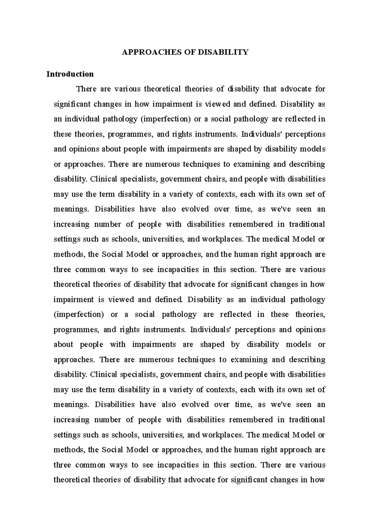 Disability Models: Medical, Social, and Human Rights Approaches - Studocu