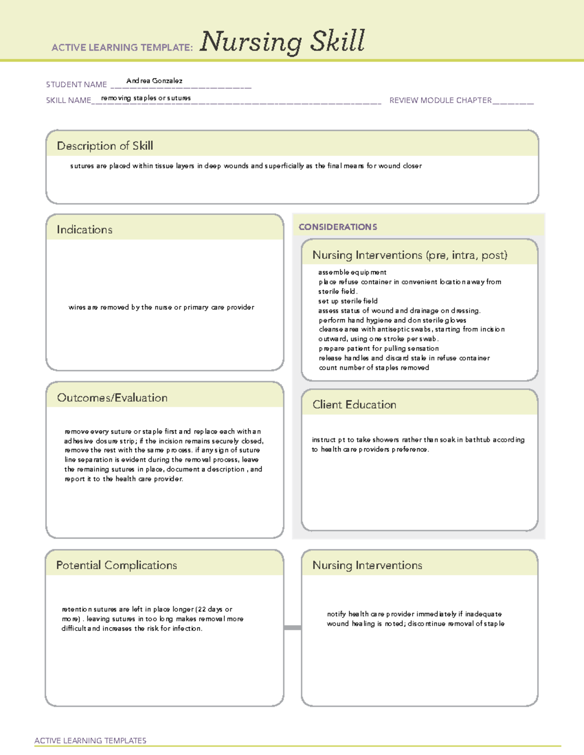 Nursing Skill: Removing Staples or Sutures - Active Learning Template ...