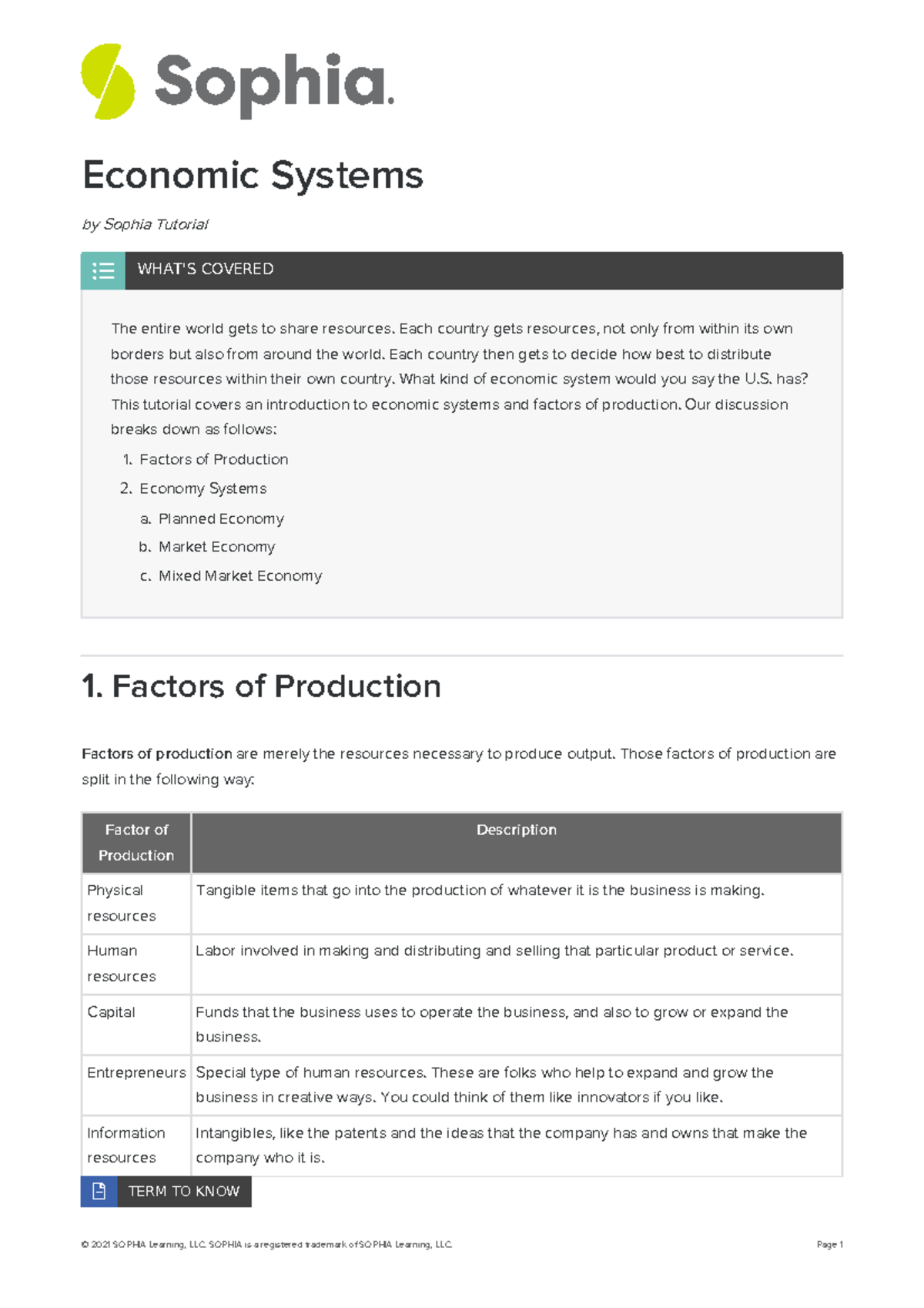 Economic-systems-4 - Unit 1 Guide - Economic Systems by Sophia Tutorial ...