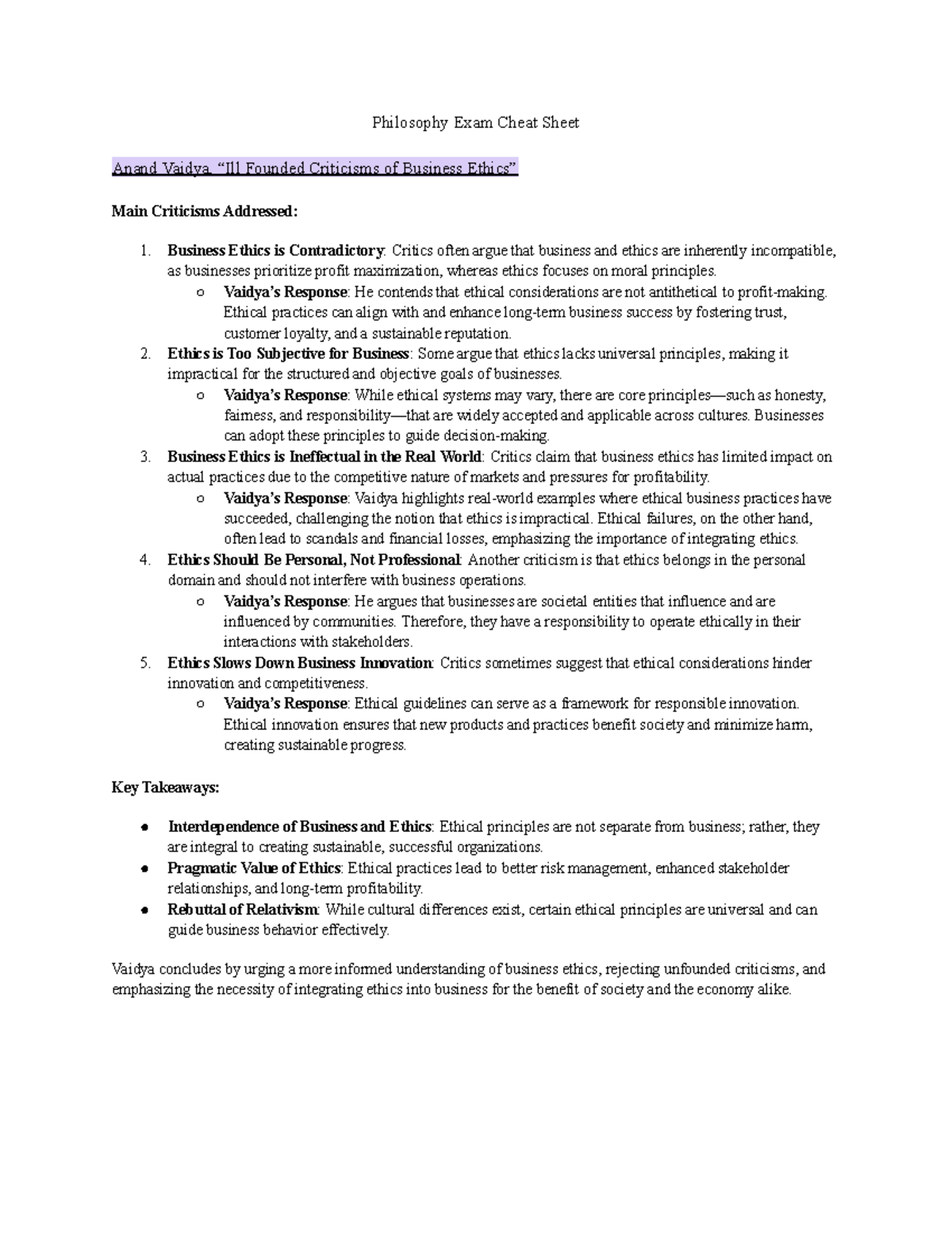 Philosophy Exam Cheat Sheet - Philosophy Exam Cheat Sheet Anand Vaidya ...