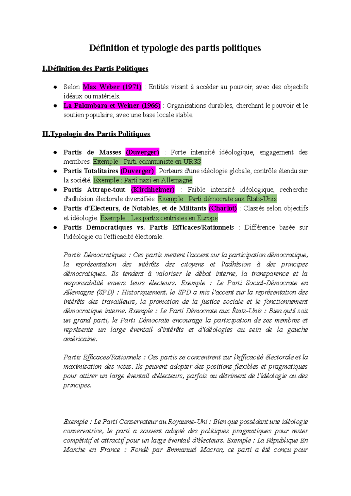 Définition et typologie des partis politiques V2 - Définition et ...
