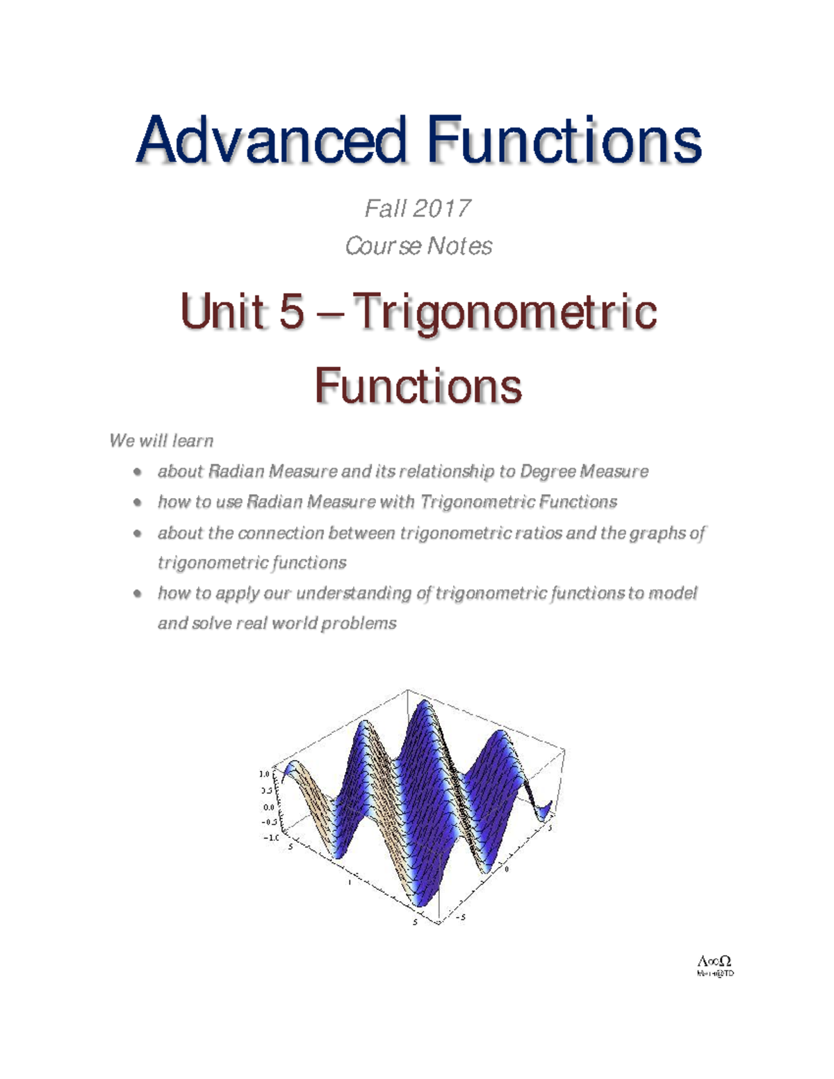 MHF4U Final Exam Notes: Chapter 5 - Trigonometric Functions - Studocu
