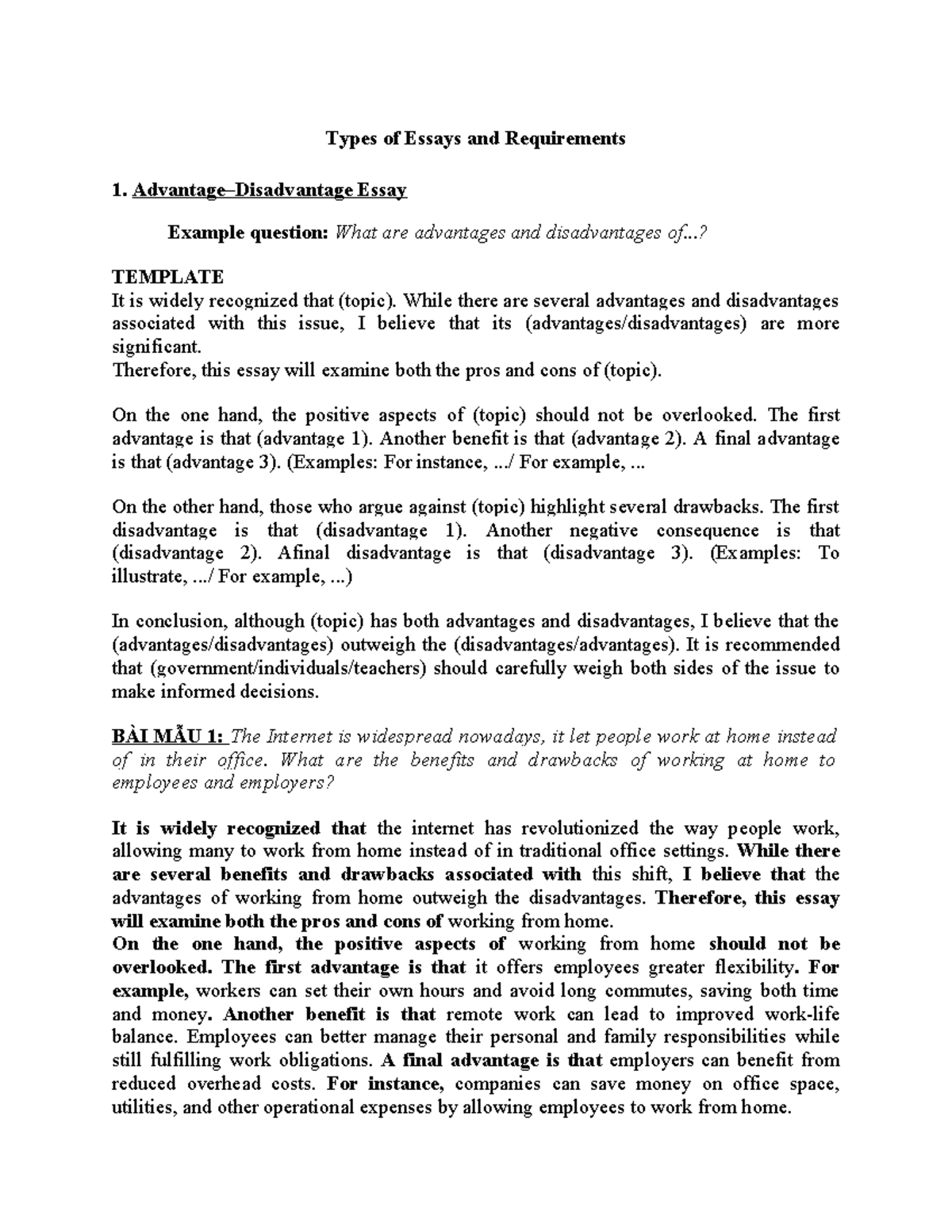 Types of Essays and Their Key Requirements for Effective Writing - Studocu